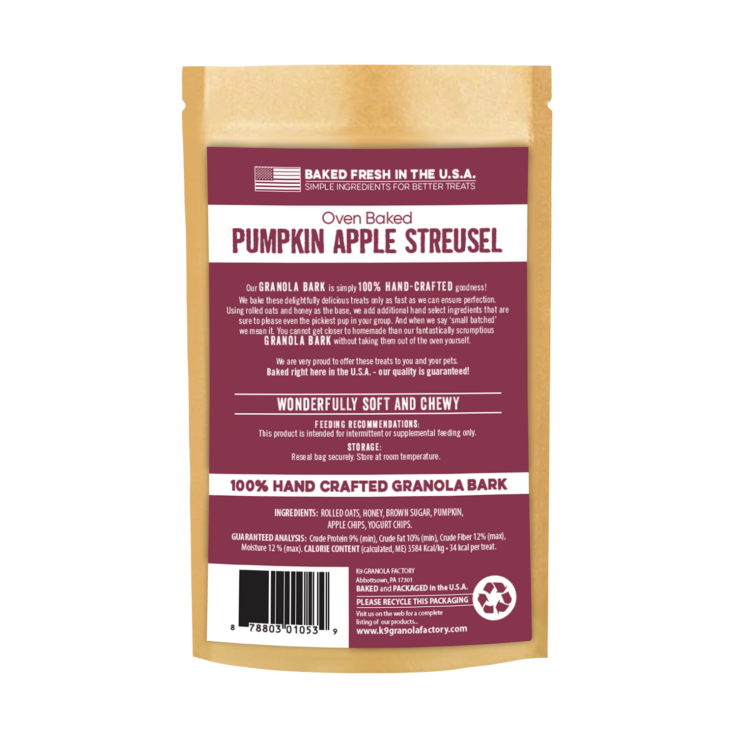 K9 Granola Factory Granola Bark Dog Treats, Pumpkin Apple Streusel Rec ...