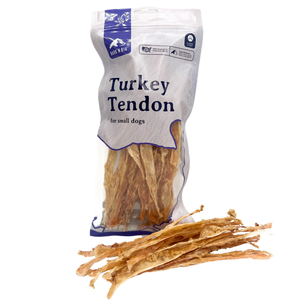 BarkNBig USA Turkey Chew Strip Tendon Dog Treat, 3oz – White Dog Bone