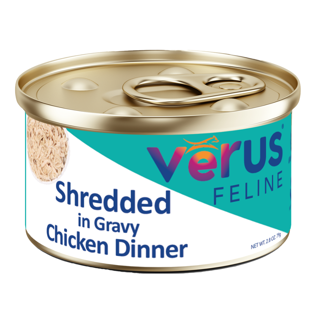 VéRUS Shredded Chicken in Gravy Dinner Canned Cat Food, 24/2.8oz Cans ...