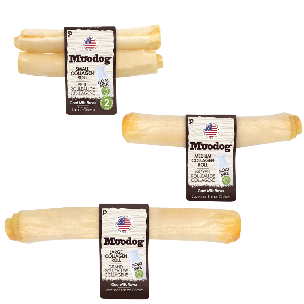 Palz&Co Moodog Beef Corium Collagen Roll Dog Treats, Goat Milk – White ...