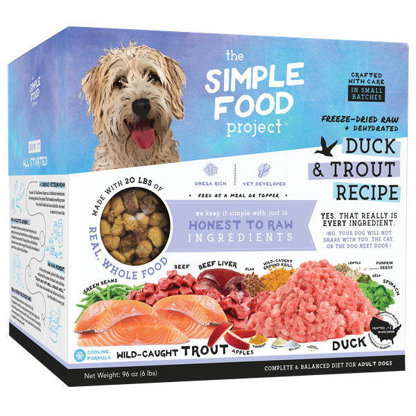 The Simple Food Project Duck & Trout Freeze-Dried Dog Food – White Dog Bone